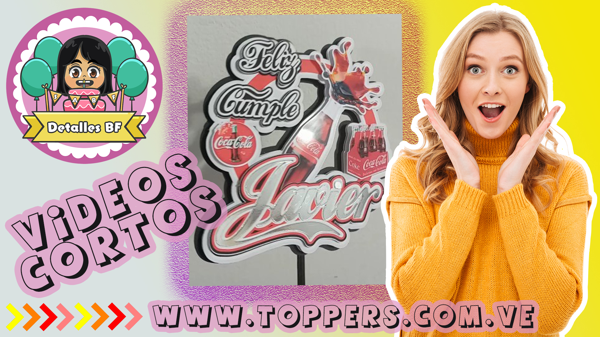 Cake Topper Motivo: Coca Cola Feliz Cumple Javier - Mis Toppers Tus Toppers