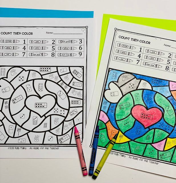 An Apple For The Teacher: Earth Day Subitizing Color By Number Worksheets