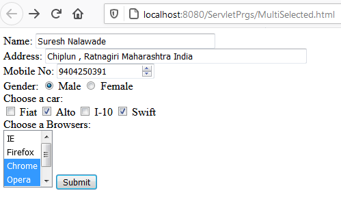 7) Write a Servlet program that accepts input single and multiple ...