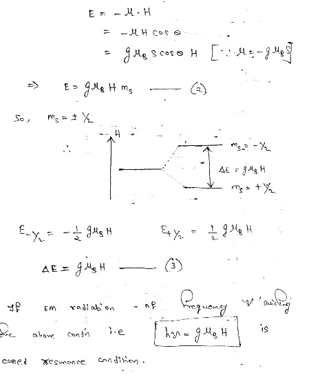 Conceptual Physics: PRINCIPLE OF ELECTRON SPIN RESONANCE (ESR)