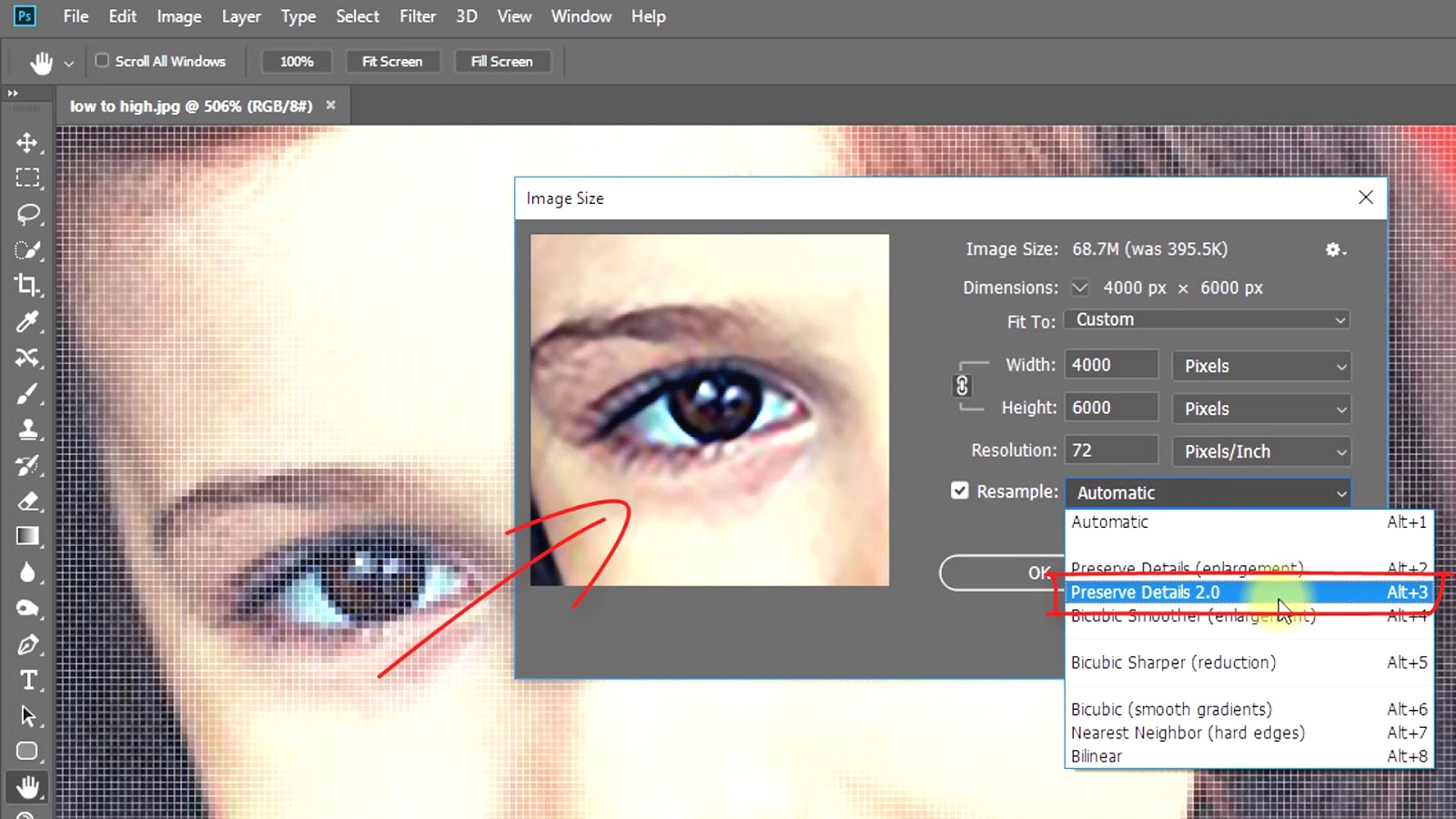 How to depixelate images and Convert into High-Quality Photos in Photoshop