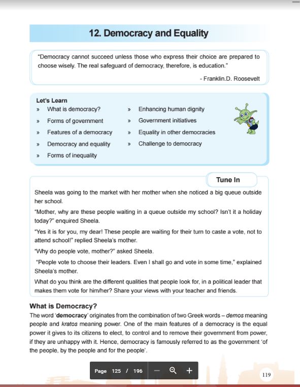 PIS VADODARA STD 7: Civics ch-1 Democracy and Equality (Textbook)