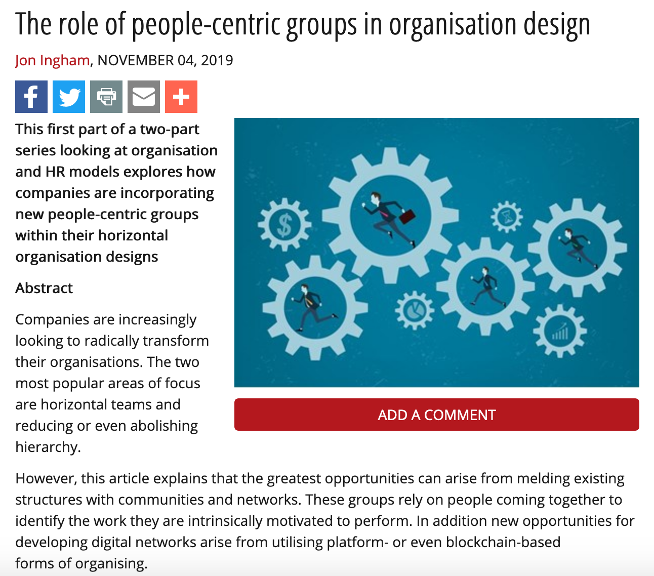 The role of people-centric groups in organisation design ~ Strategic ...