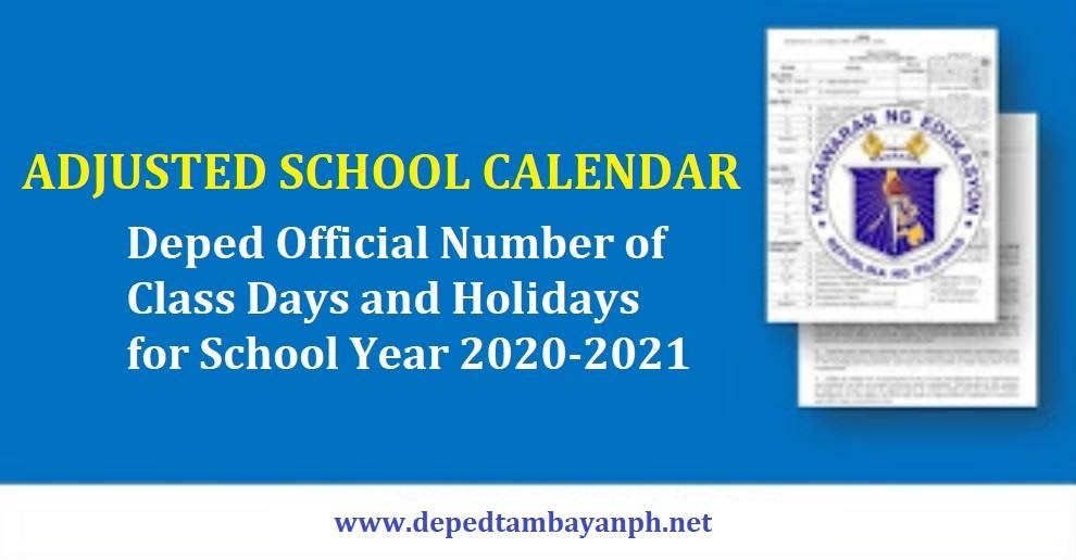 Official Number of Class Days and Holidays for School Year 2020-2021 ...