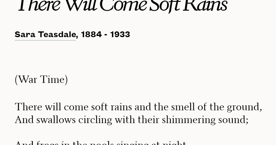 "There will come soft rains"
