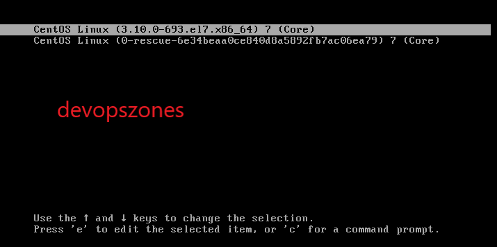 How to boot a Oracle linux 7/RHEL 7/CentOS 7 server to Single user mode - devopszones