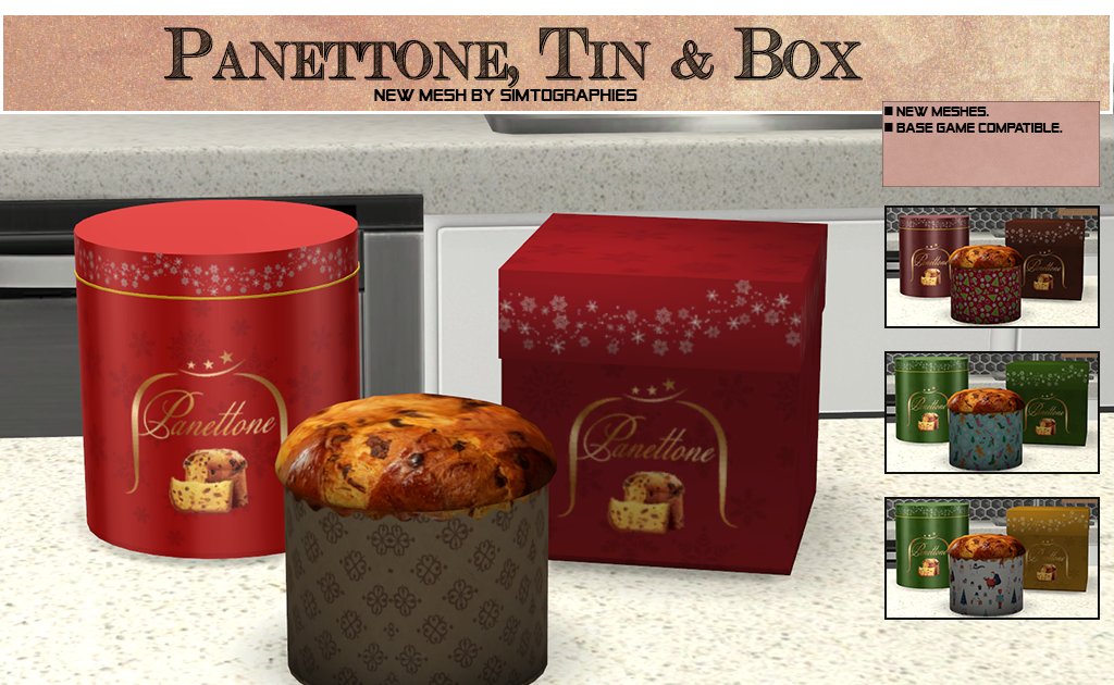 [GIFT] Panettone, Tin & Box - NEW MESH - Simtographies