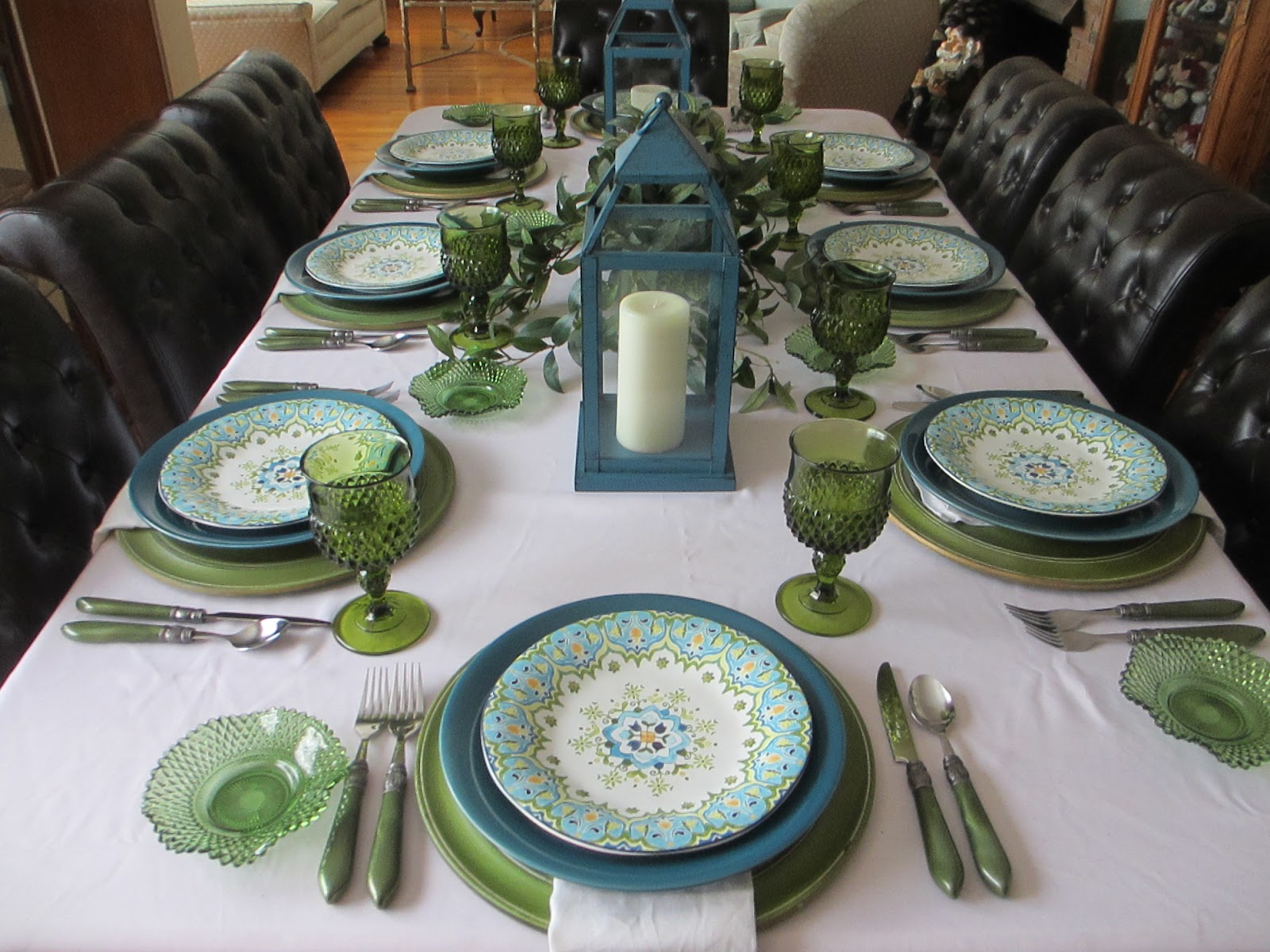 The Welcomed Guest: Winter Blue and Green Tablescape