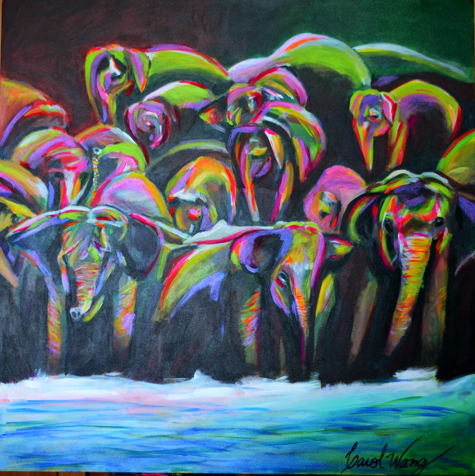 Carolina Wang Arte Elefante Arte Pintura Acrilica