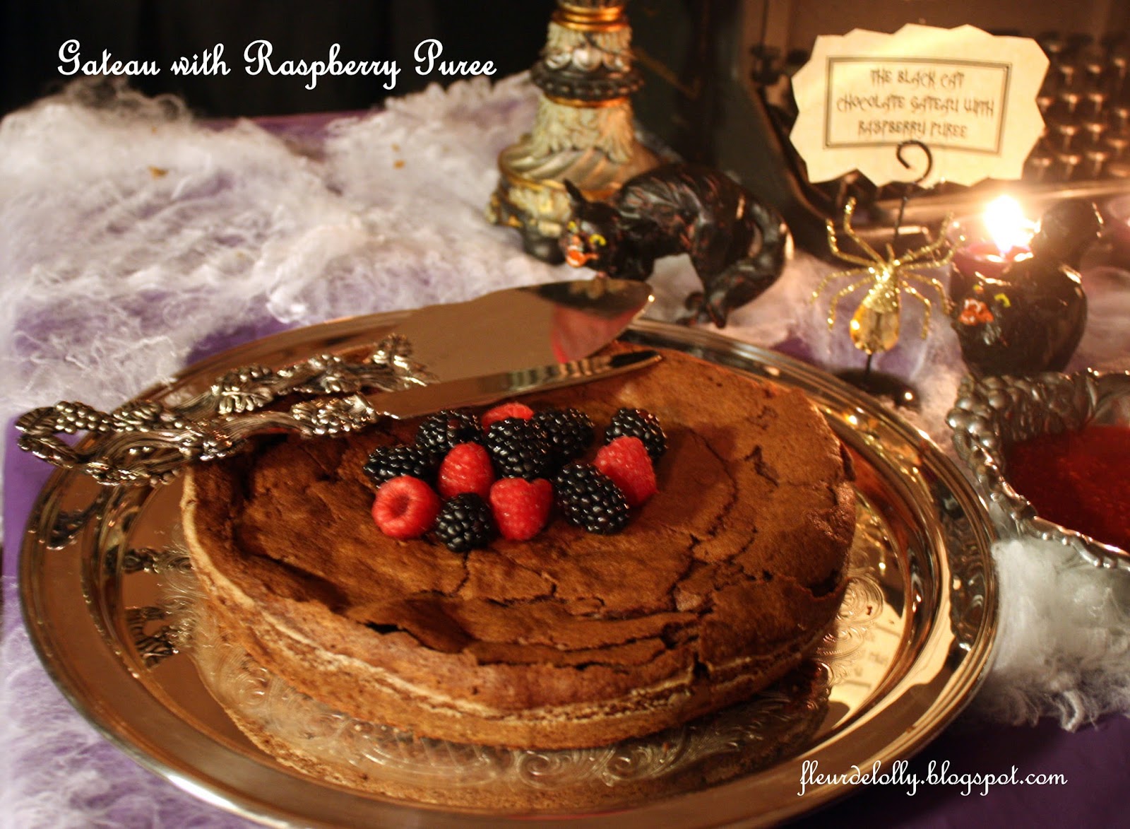 Fleur de Lolly: The Black Cat: Chocolate Gateau with Raspberry Puree