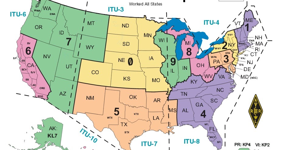DMR-MARC Worldwide Net: ARRL USA Callzone Map