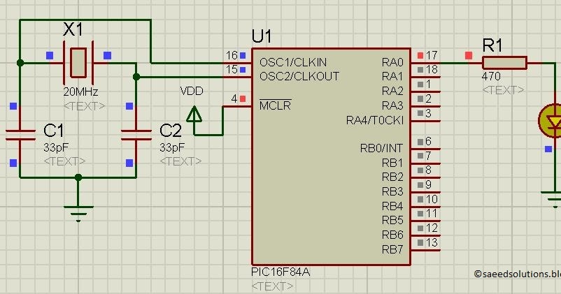 Saeed's Blog: PIC16F84A LED blinking code + Proteus simulation