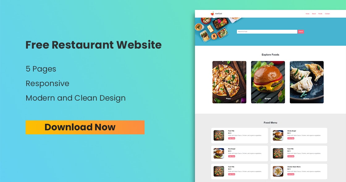 Download Restaurant Website Template for FREE