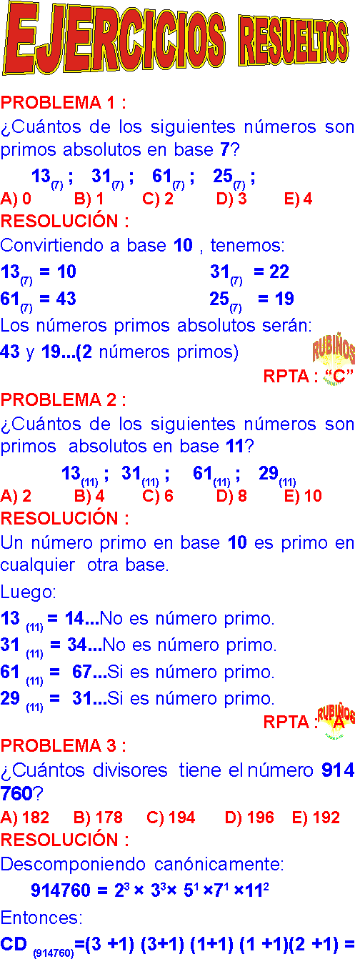 NÚMEROS PRIMOS EJERCICIOS RESUELTOS PDF