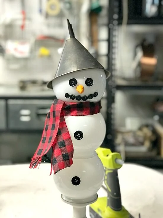 Light-up Snowman Made from Lamp Parts