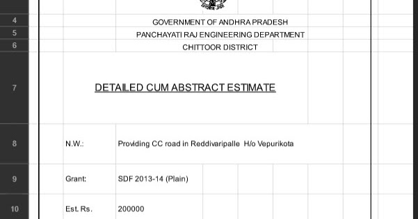 Road Estimate Excel Sheet - Engineering Society