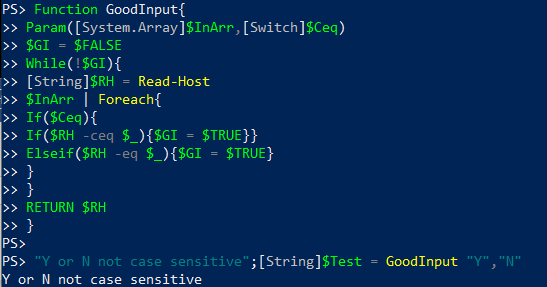 Powershell Function Good Input