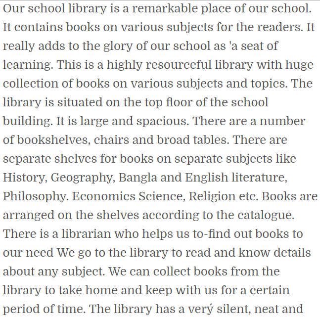 A School Library Paragraph for JSC/SSC/HSC Students. - JSC-SSC-HSC-ENGLISH