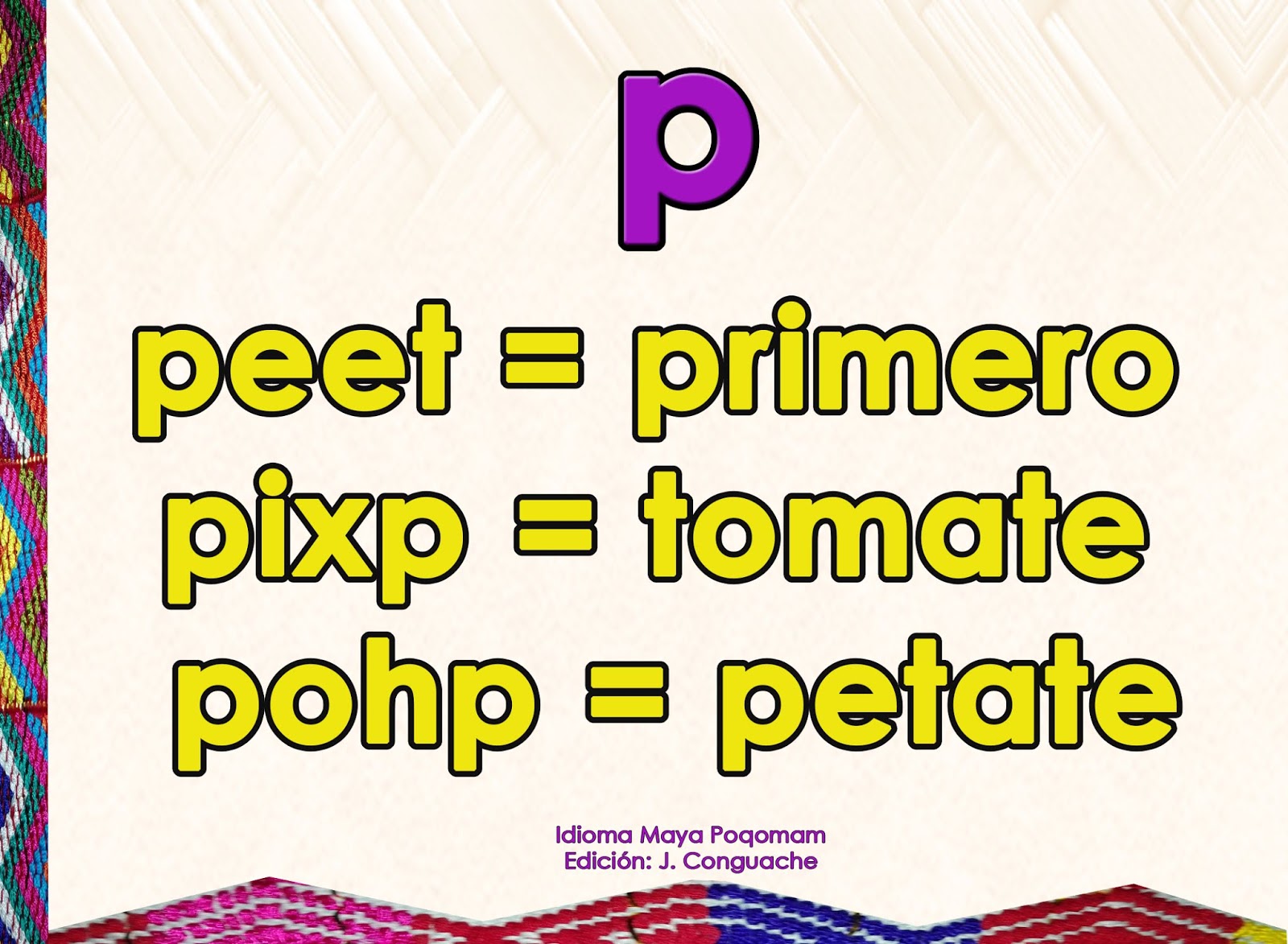 APRENDIZAJE DEL IDIOMA MAYA POQOMAM: ALFABETO POQOMAM
