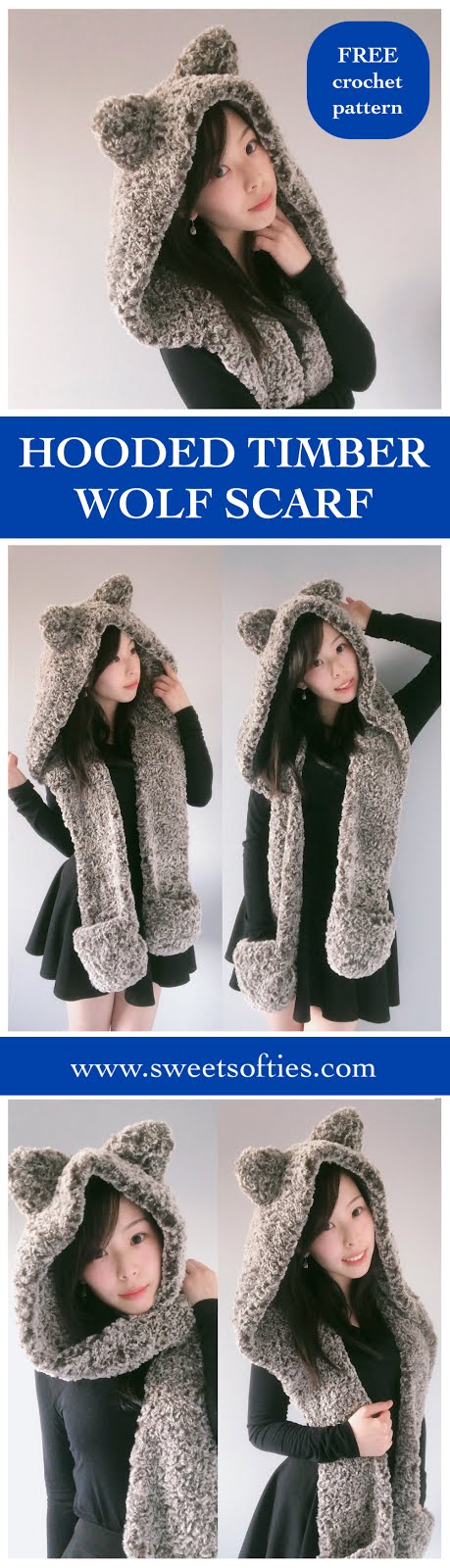 Hooded Timber Wolf Scarf (Free Crochet Pattern) - Sweet Softies ...