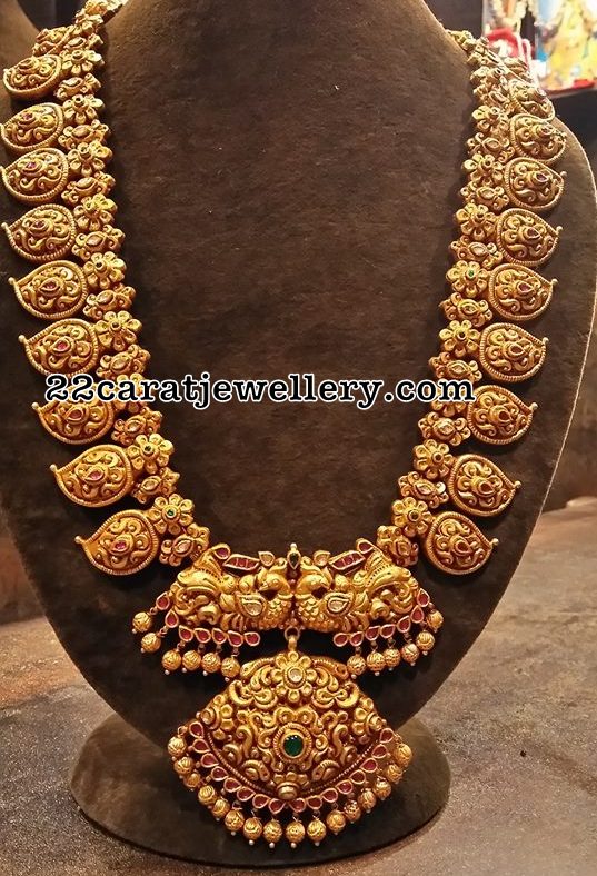 Floral Peacock Nakshi Long Chain - Jewellery Designs