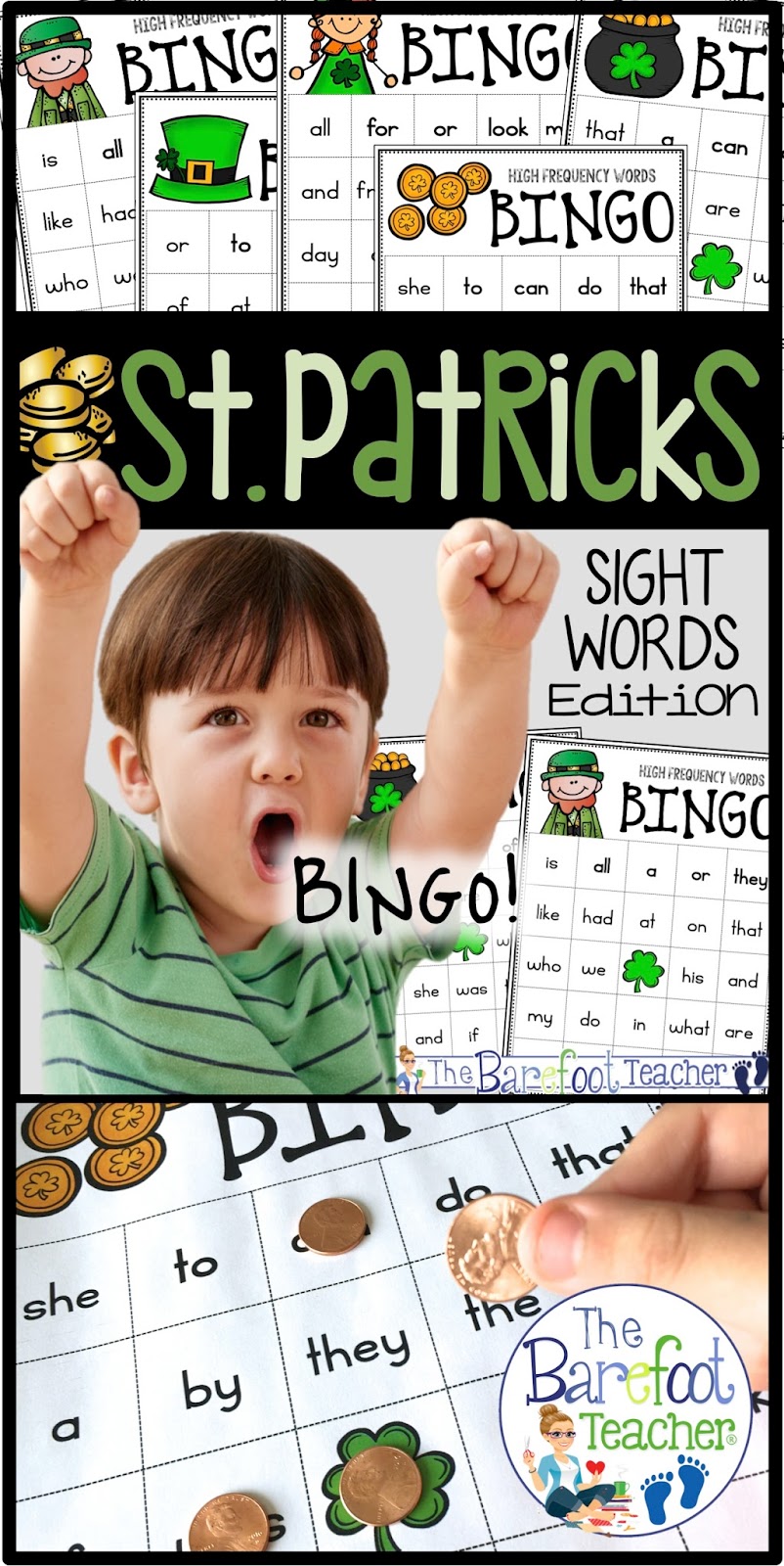 St Patricks Day High Frequency Words BINGO | The Barefoot Teacher