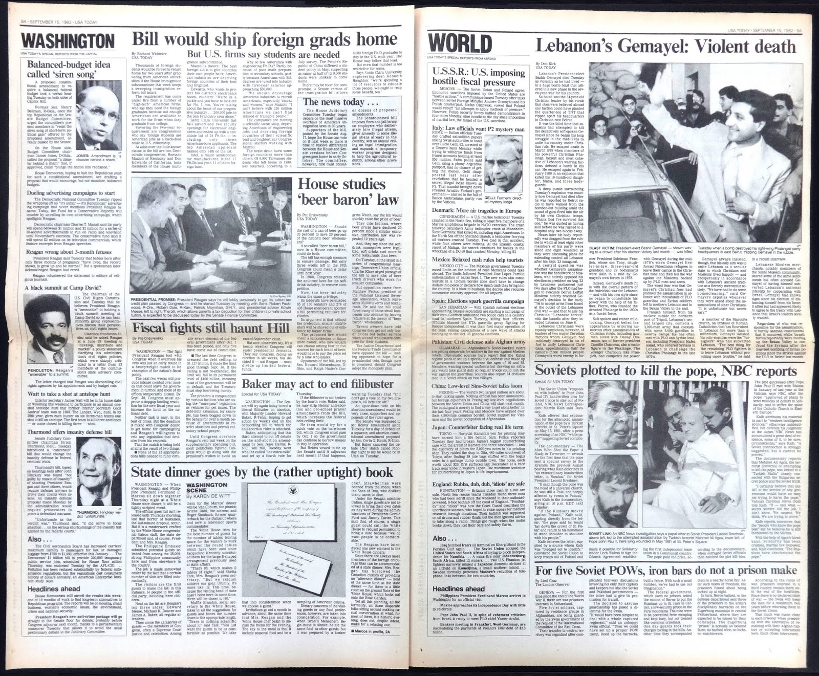 Past Print: USA TODAY / September 15, 1982 / First issue