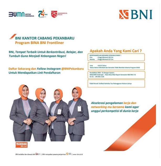 Lowongan Kerja Bina Bank Bni Tingkat Sma D3 S1 September 2020 Info
