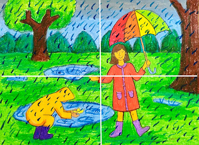 Brushes and Crayons: Rainy Day, Memory Drawing.
