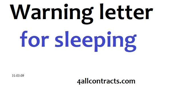 Sample Warning letter for sleeping template - doc and pdf | Sample ...
