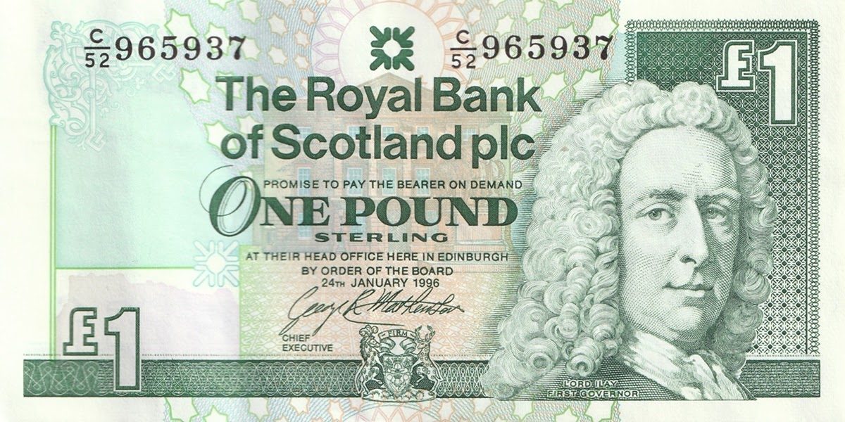 My banknotes collection: 1 Pound Sterling 1988-1994, 1996, 1997, 1999 ...