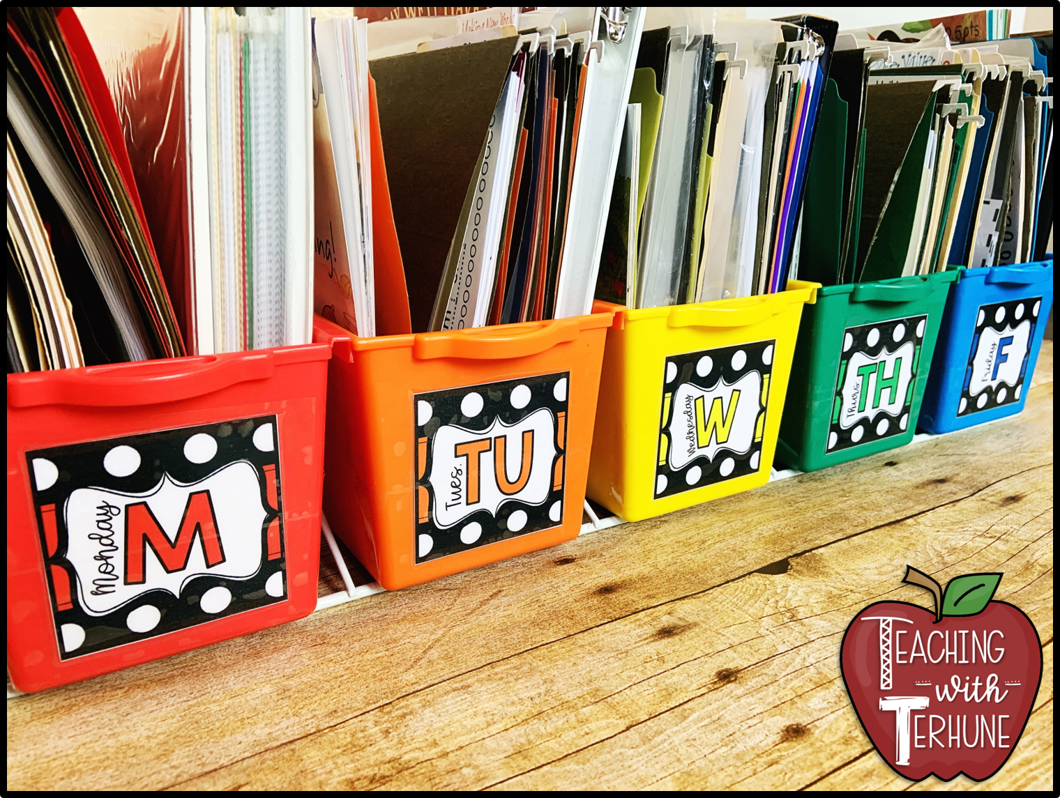 Teaching With Terhune: TEACHER 5-BIN STORAGE ORGANIZER LABELS *FREEBIE*