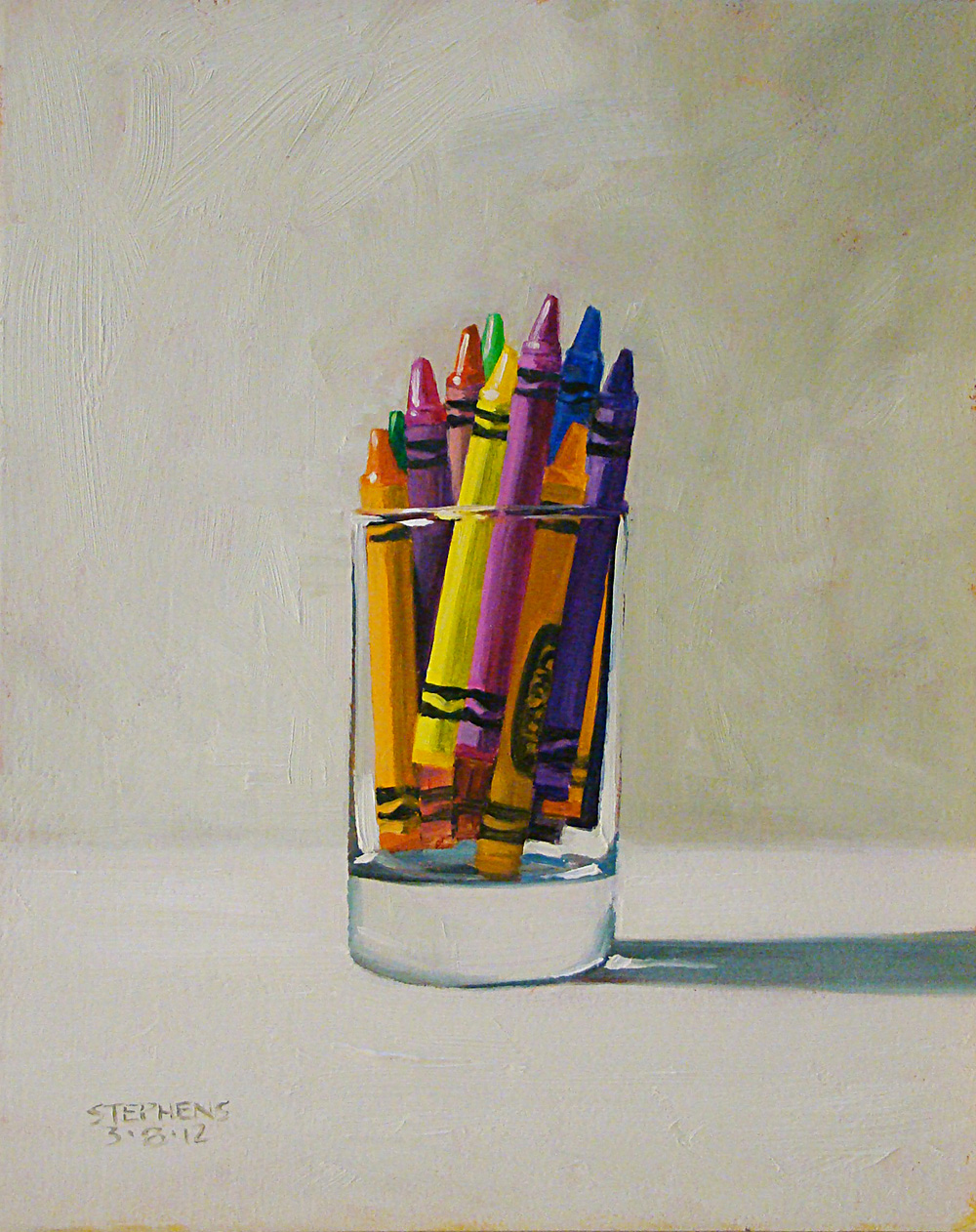Daily Painting: glass with crayons 8x10