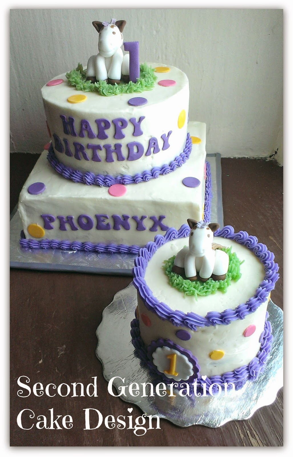 Second Generation Cake Design: Horse Themed 1st Birthday Cake & Smash Cake