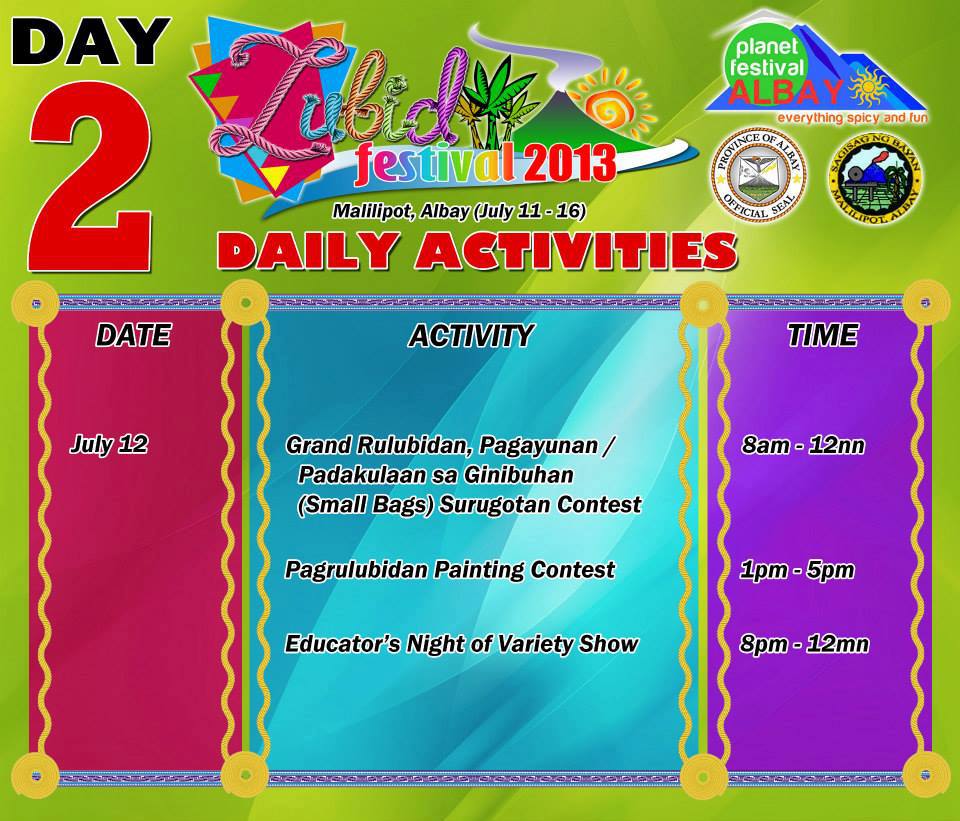 Bicol Festivals: Lubid Festival 2013 Schedule of Activities | Malilipot ...