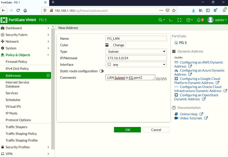 My Cybersecurity Journal: FortiGate Address Object and Firewall Policy