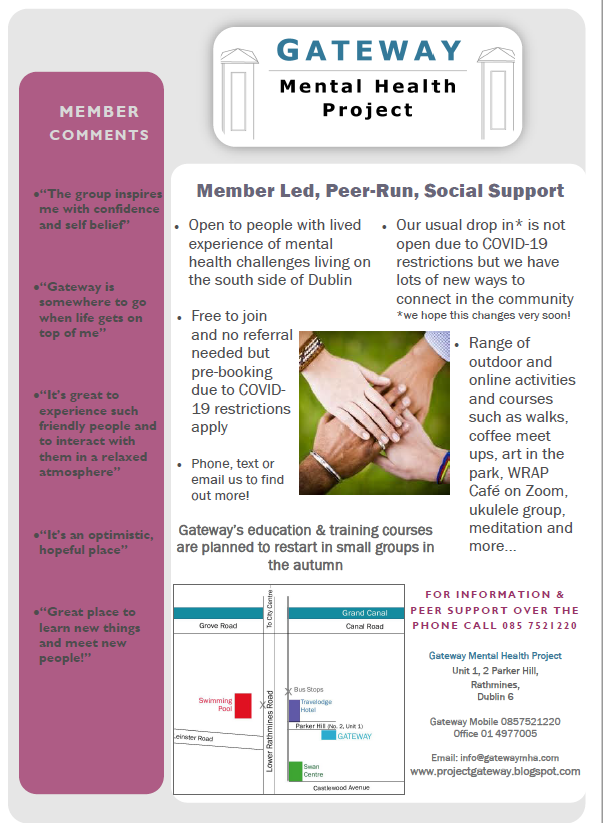 Gateway Mental Health Project: Info Poster & New Member Form