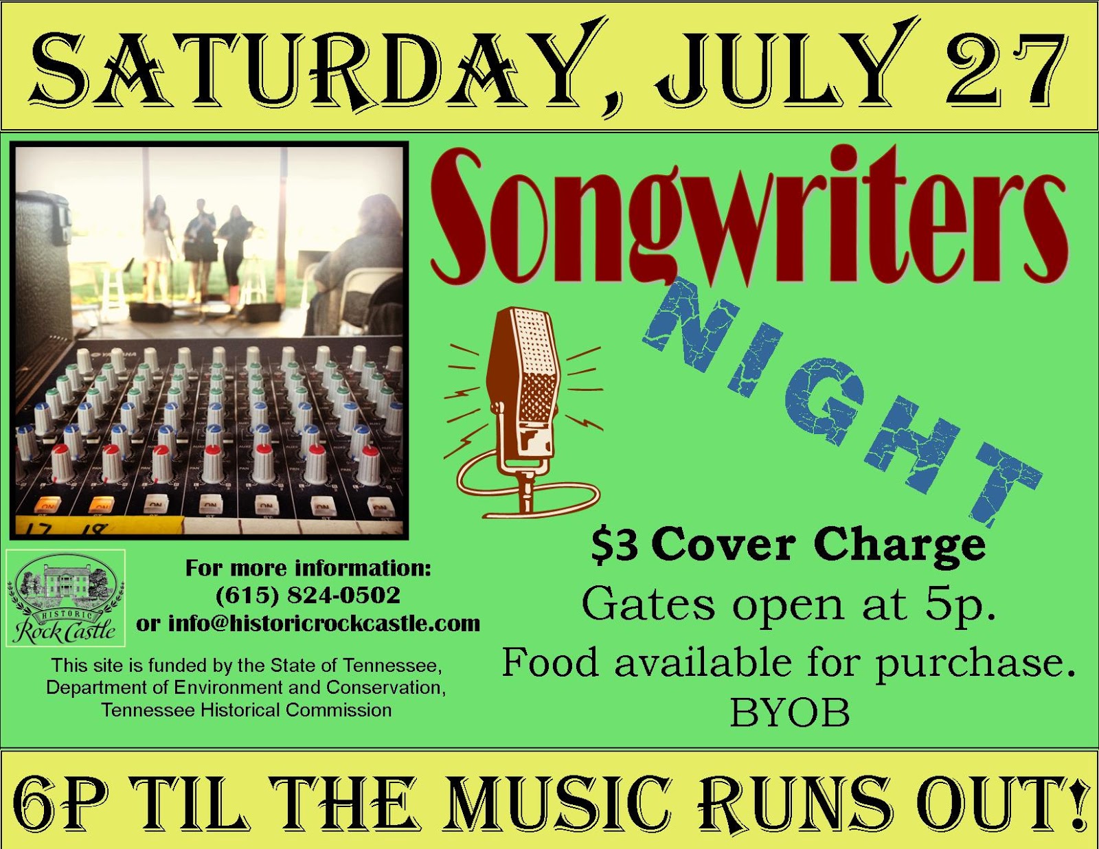 Historic Rock Castle: UPCOMING: The Third Songwriter's Night