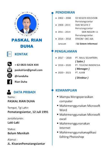 CV Lamaran Kerja Simpel dan Unik, Download Gratis Edit di Ms Word ...