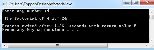 Factorial calculation of a given number using C Programming | TL