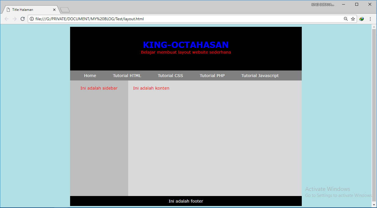 Belajar HTML Part 20 - Tata Letak Halaman (Layout) - king-octahasan