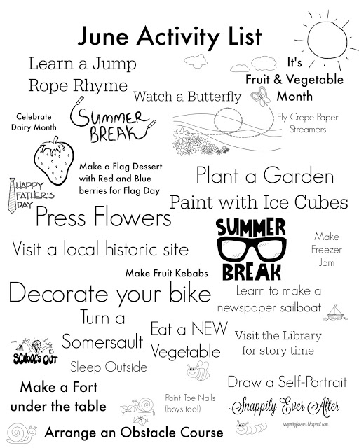 Snappily Ever After: Healthy Summer Activity Lists - Free Printables