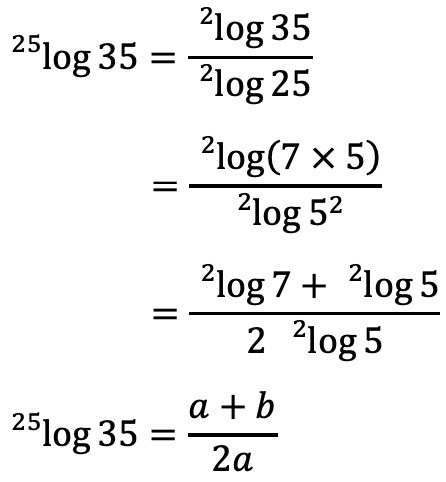 Jika ²log 5 = a dan ²log 7 = b, maka ²⁵log35 = - Mas Dayat