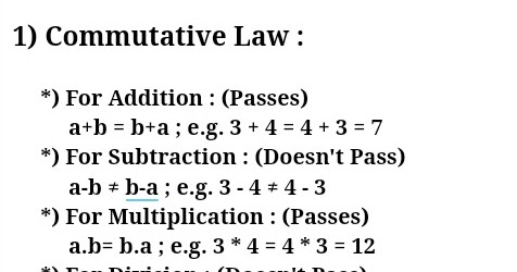 Laws of Arithmetic ~ ZkeduFacts