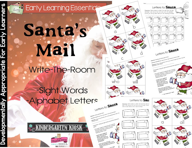 Kindergarten Kiosk: Santa's Mail: Write-The-Room Sight Words or ...