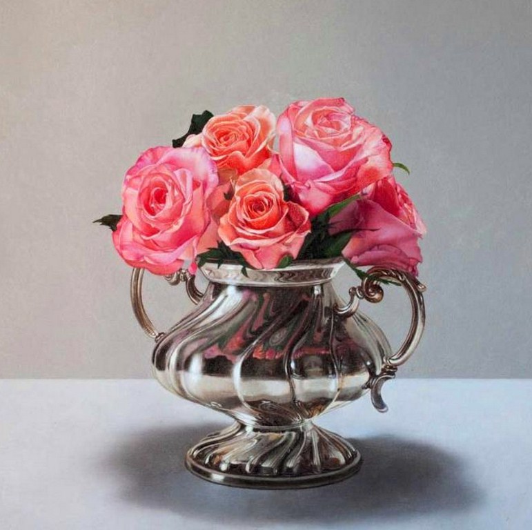 El arte es su máxima expresión : Cuadros de rosas pintadas al óleo