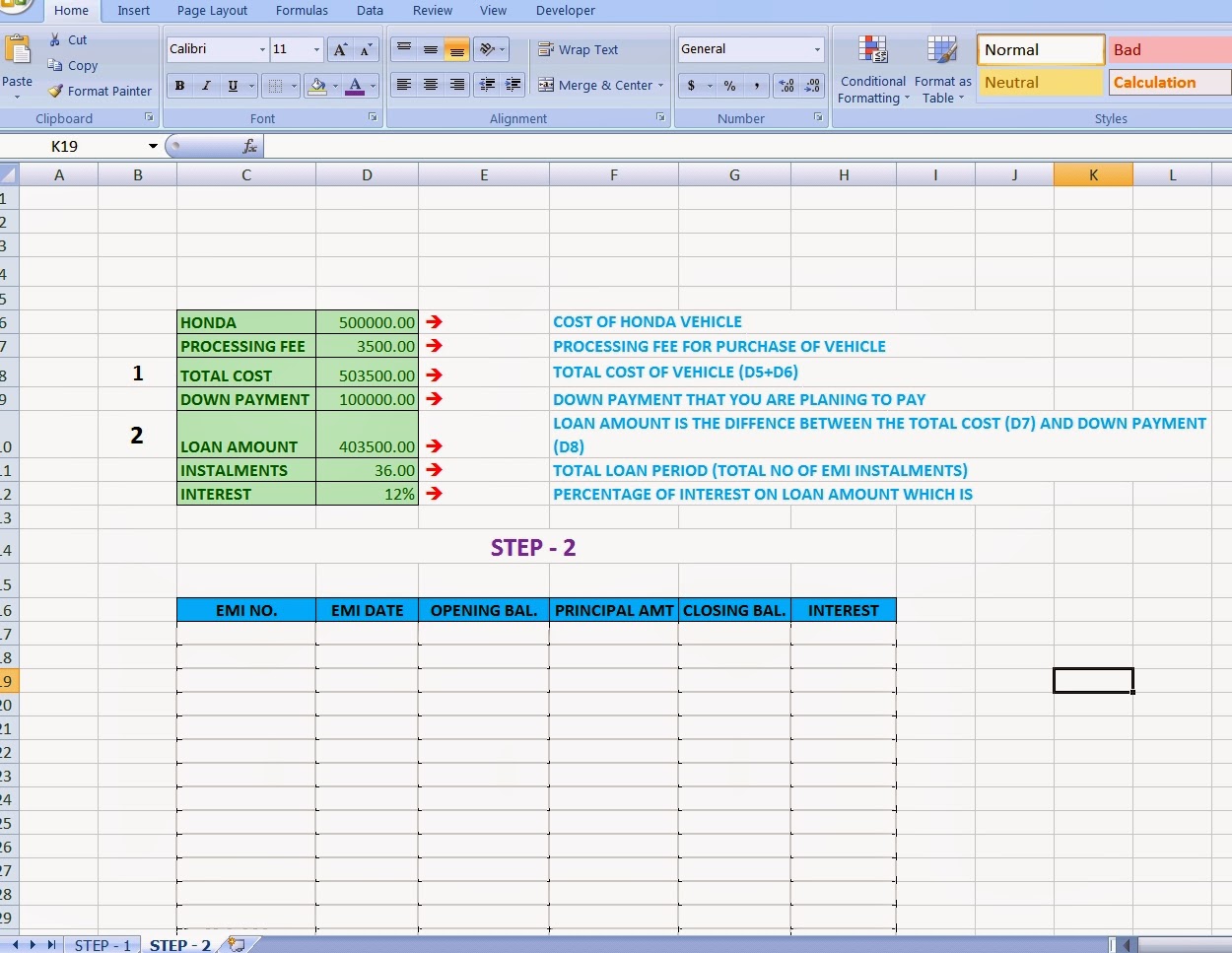 Madhu Krishna Blog HOW TO CREATE EMI CALCULATOR IN EXCEL 2007 Madhu Krishna Blog HOW TO CREATE EMI CALCULATOR IN EXCEL 2007