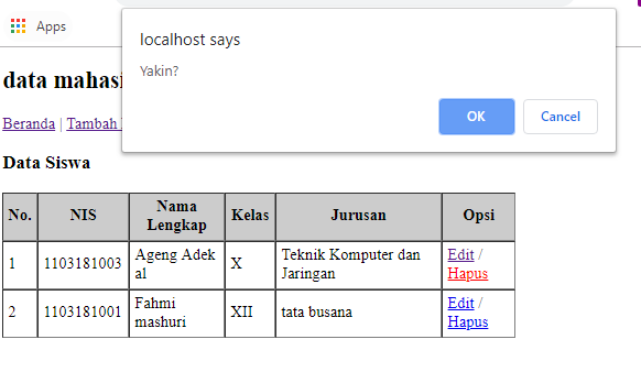 JOGIL CODE DEV-FHM: Hapus Data dengan PHP - MySQL JOGIL CODE DEV-FHM: Hapus Data dengan PHP - MySQL