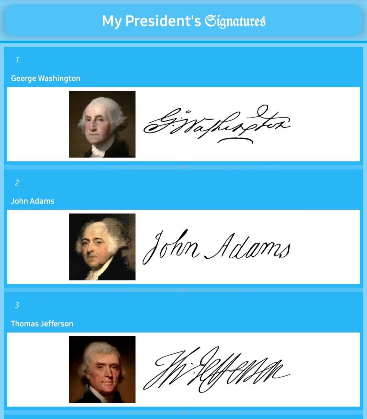 My Presidents app