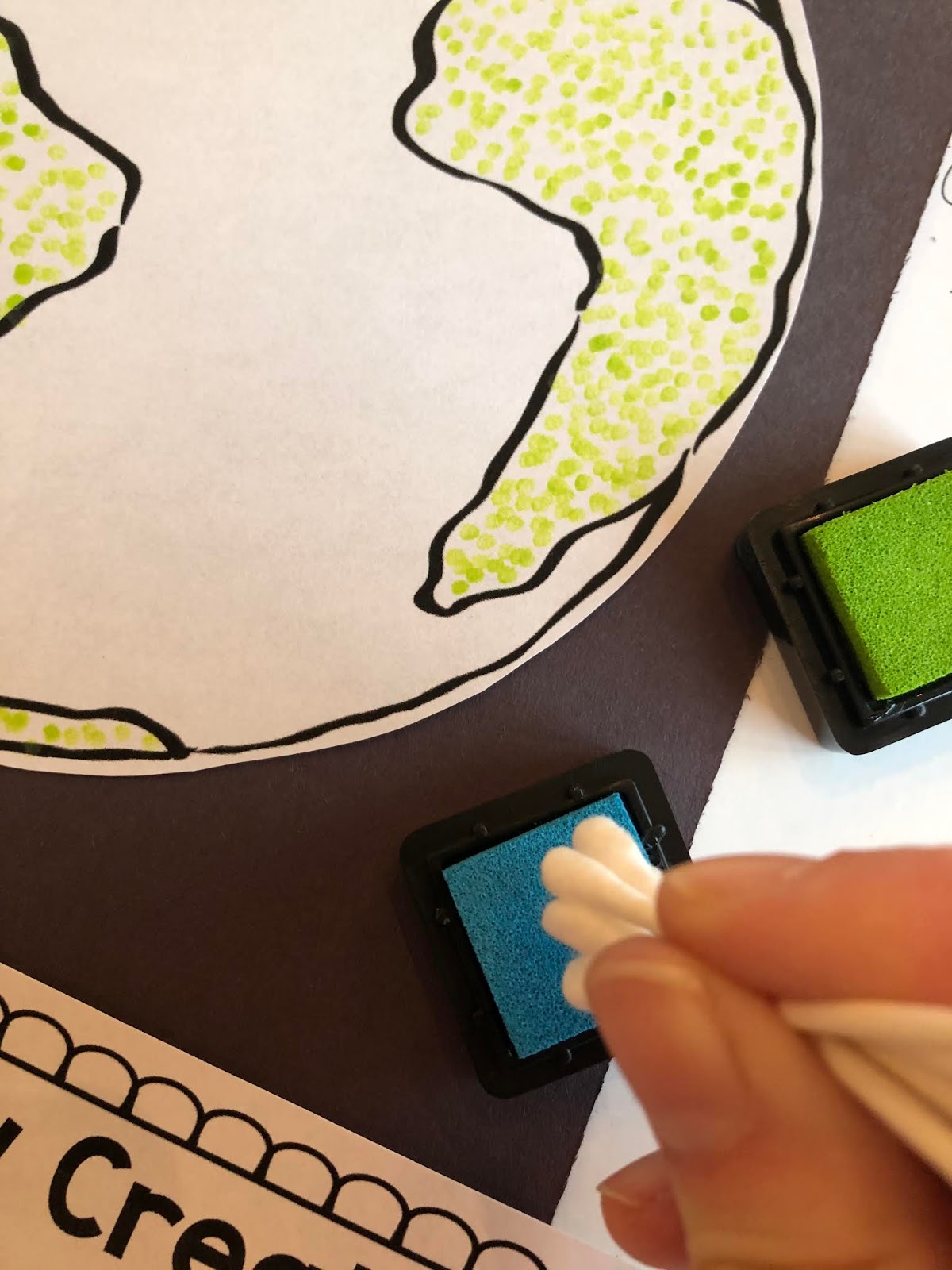 the easiest q-tip earth day crafts for kids - The First Grade Roundup